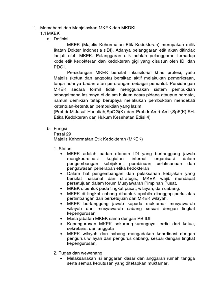 Memahami Dan Menjelaskan MKEK Dan MKDKI | PDF