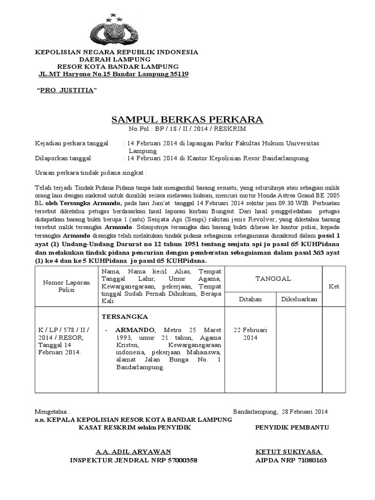 Sampul Berkas Perkara | PDF