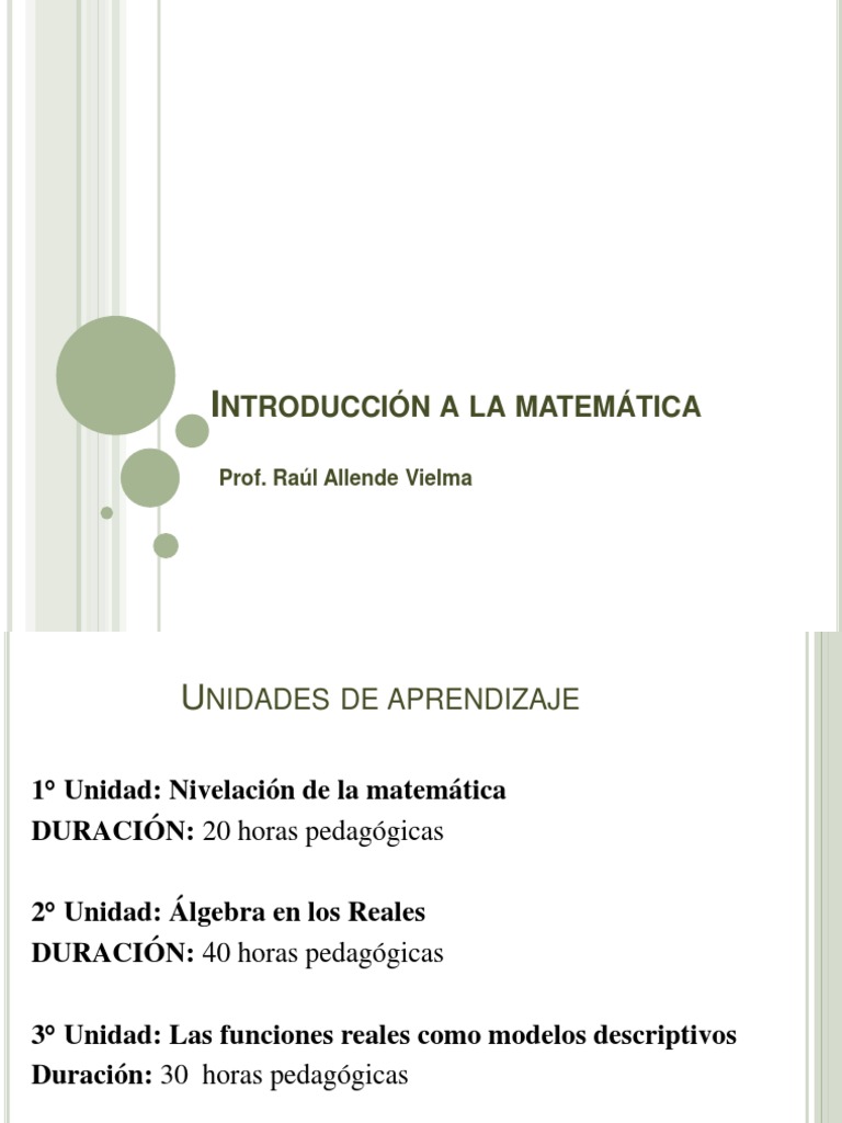 Clase N°1 ( Introduccion Matemáticas).ppt | Aritmética | Matemáticas discretas