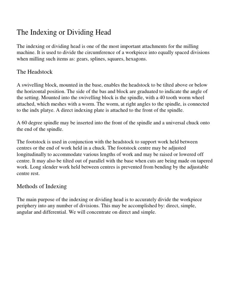 Dividing Head | PDF | Gear | Fraction (Mathematics)