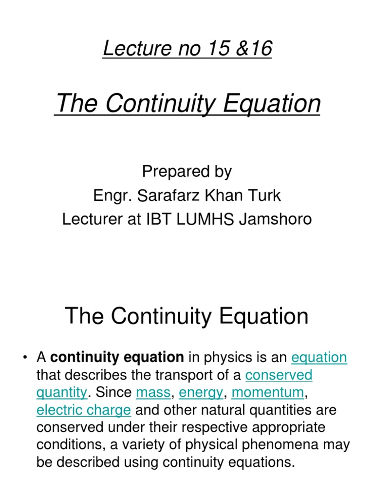 Understanding the Continuity Equation | PDF | River | Mechanical ...
