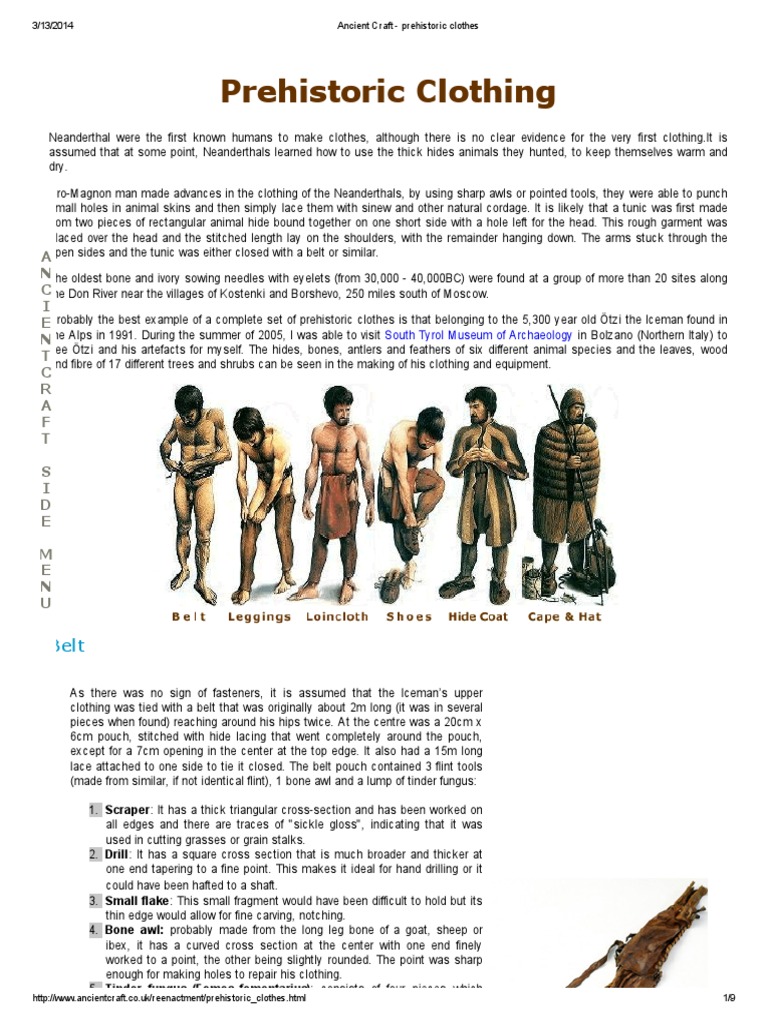 Prehistoric Early Man Clothing | PDF | Shoe | Hide (Skin)