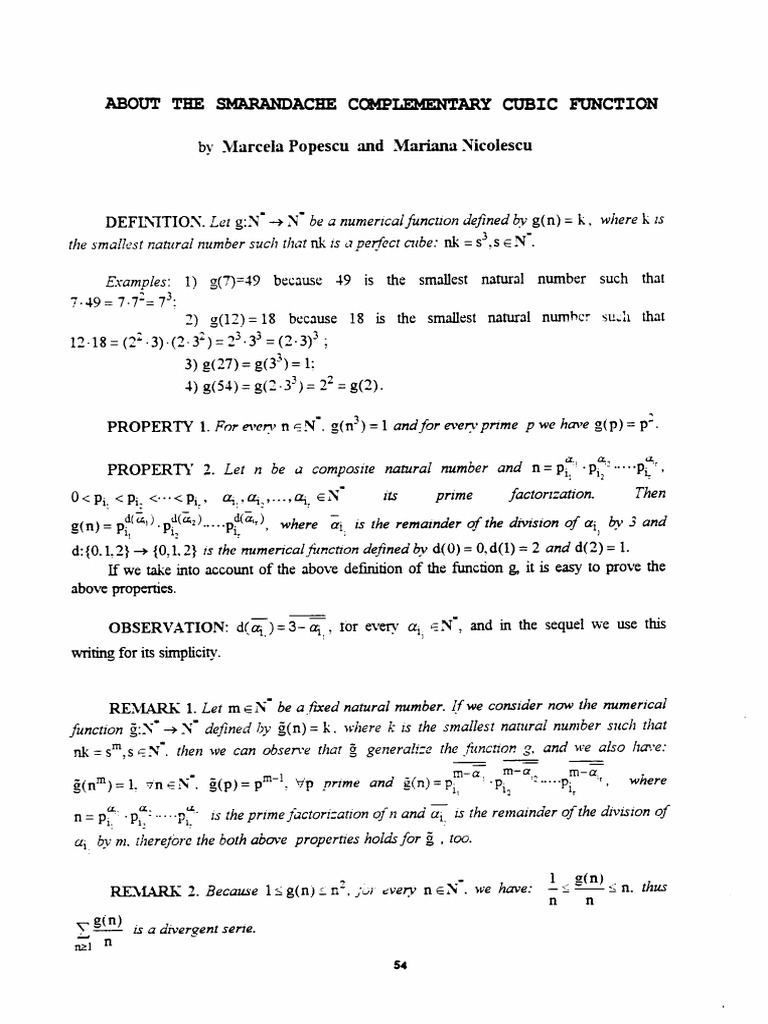 About The Smarandache Complementary Cubic Function | PDF | Prime Number | Elementary Mathematics