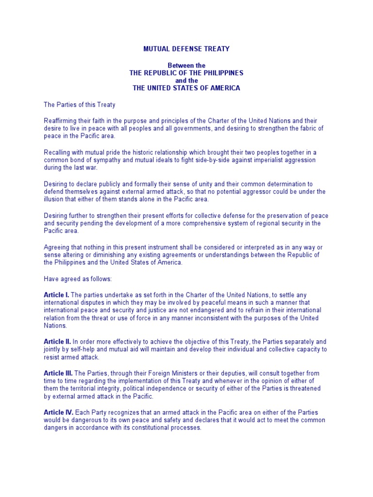 Mutual Defense Treaty | PDF | Official Documents | Treaty