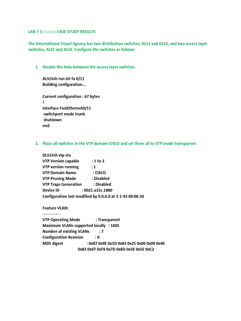 CCNP Switch Lab 7-3 Case Study | PDF | Business | Technology & Engineering