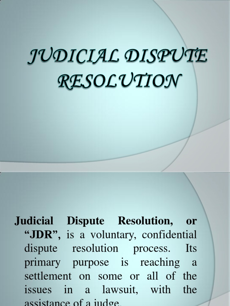 Judicial Dispute Resolution | PDF | Brief (Law) | Lawsuit