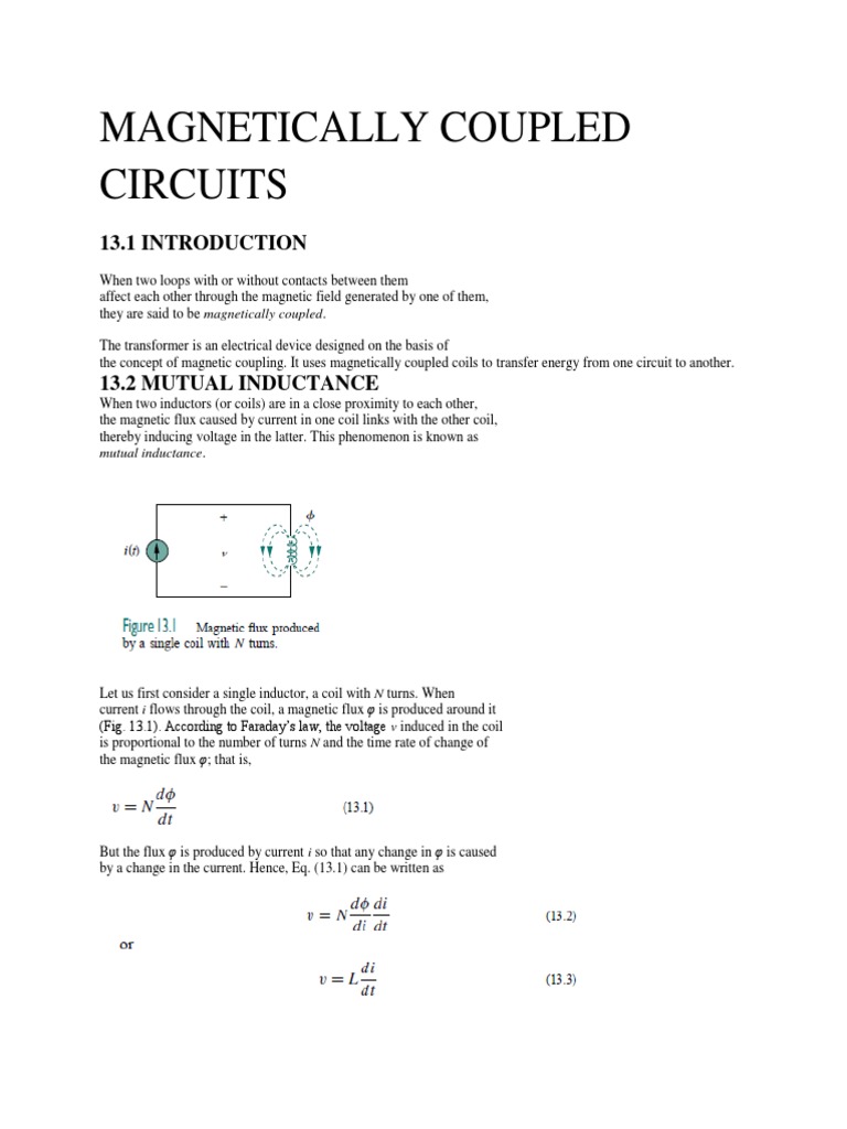 Magnetically Coupled Circuits | PDF | Inductor | Inductance