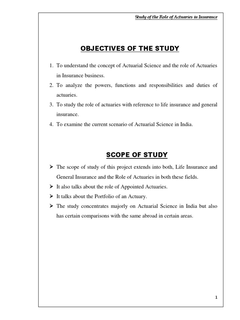 Study of The Role of Actuaries in Insurance | PDF | Actuary | Insurance