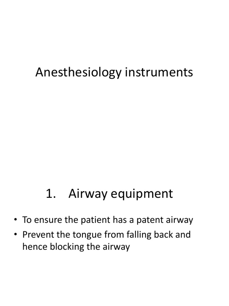 Anesthesiology Instruments | PDF | Medicine | Respiration