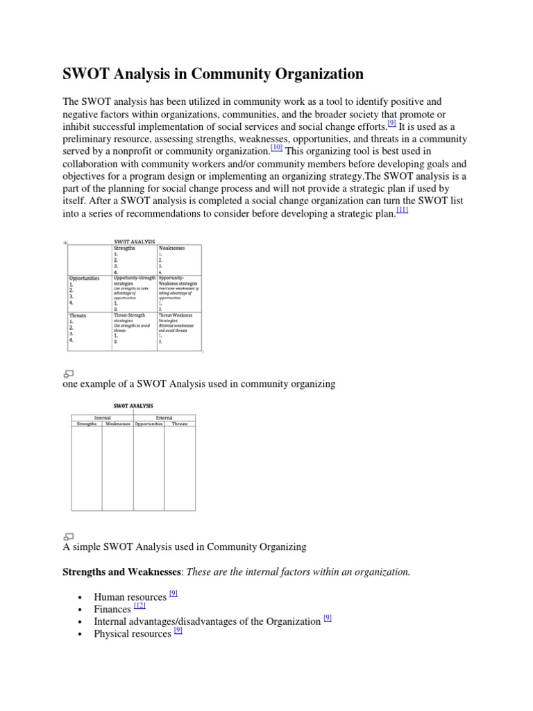 SWOT Analysis in Community Organization | PDF | Swot Analysis | Business