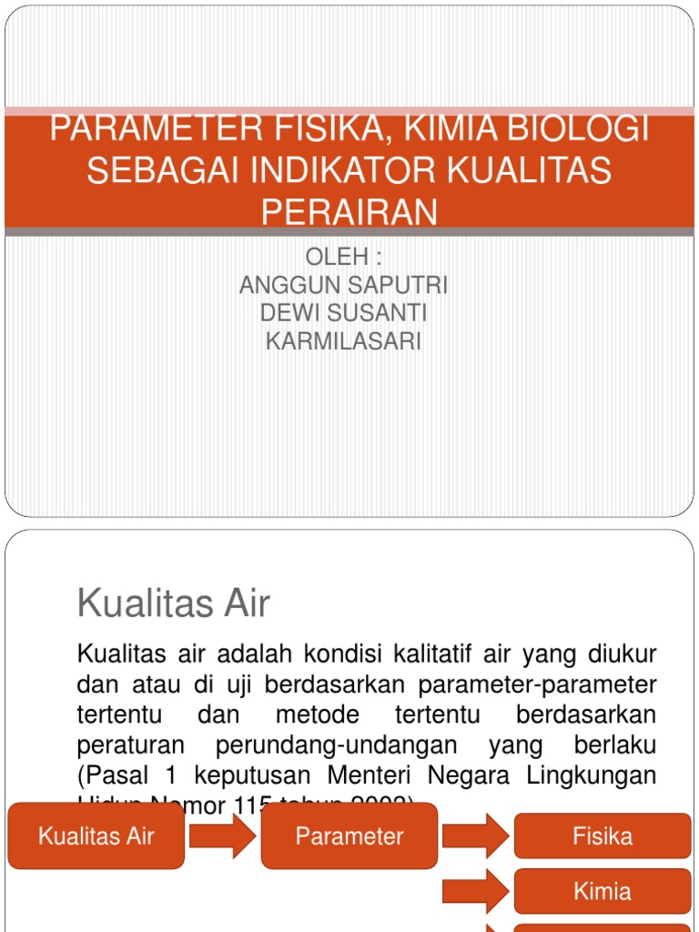 Parameter Fisika, Kimia Biologi Sebagai Indikator Kualitas | PDF