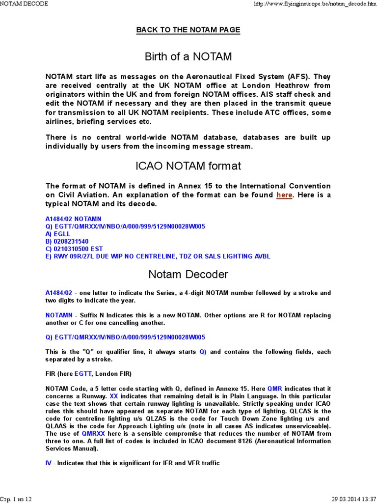 Notam Decode | PDF | Air Traffic Control | Visual Flight Rules