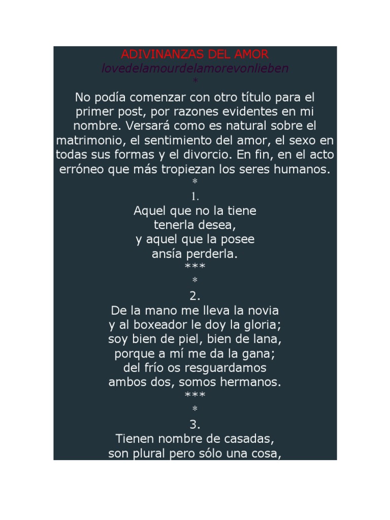 Adivinanzas Del Amor | PDF | Naturaleza