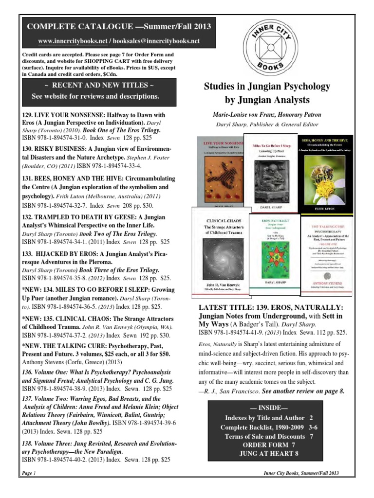 Inner City Books Catalog | PDF | Analytical Psychology | Carl Jung