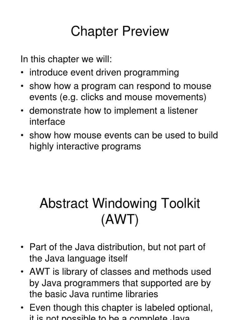 Abstract Windowing Toolkit | PDF | Java (Programming Language) | Class (Computer Programming)