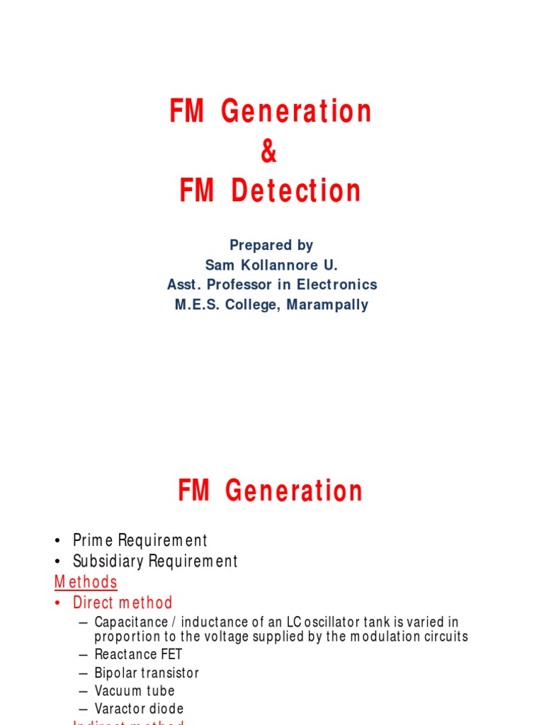 FM Generation Methods Overview | PDF | Detector (Radio) | Frequency ...