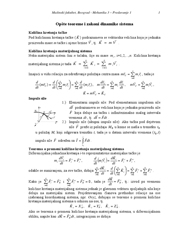 Mehanika 3-Predavanje 1 | PDF