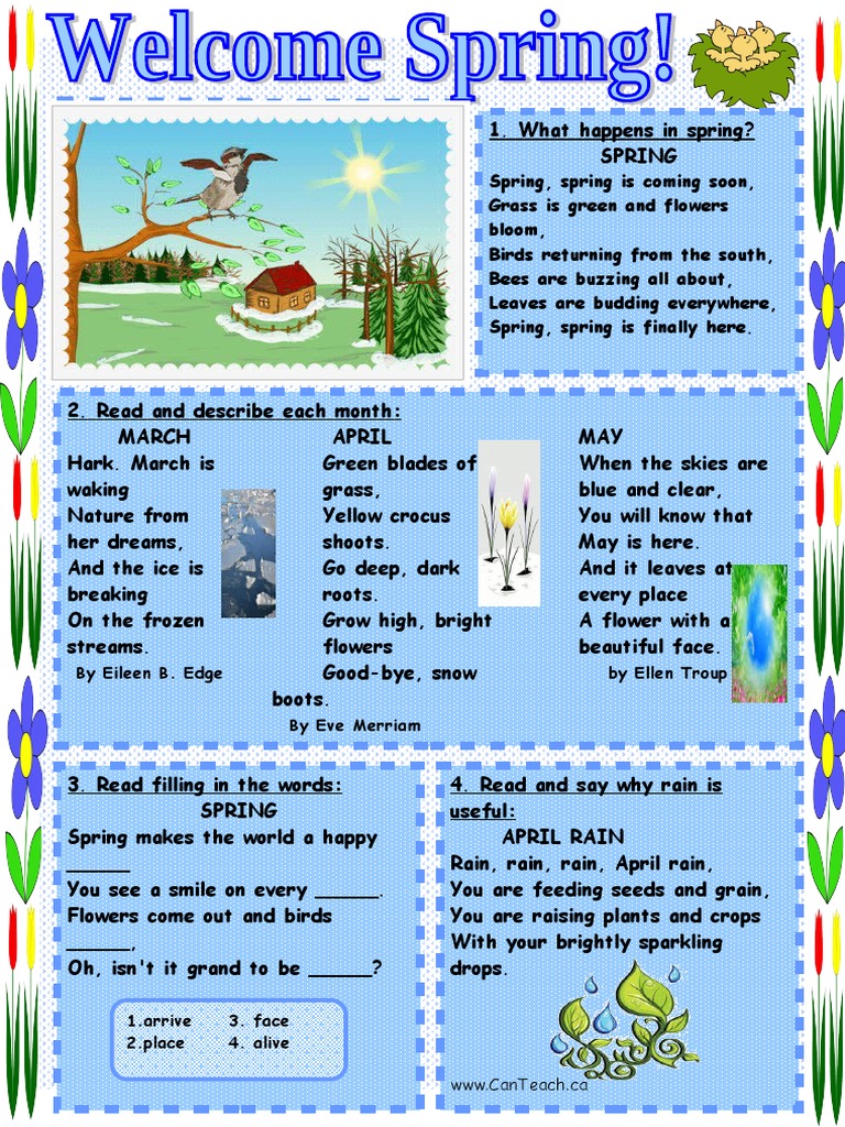 Spring Poetry and Activities for Kids | PDF | Landscape Architecture ...