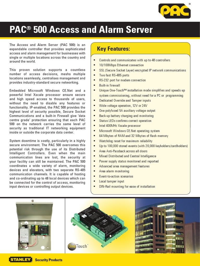 PAC 500 Access and Alarm Server: Key Features | Download Free PDF ...