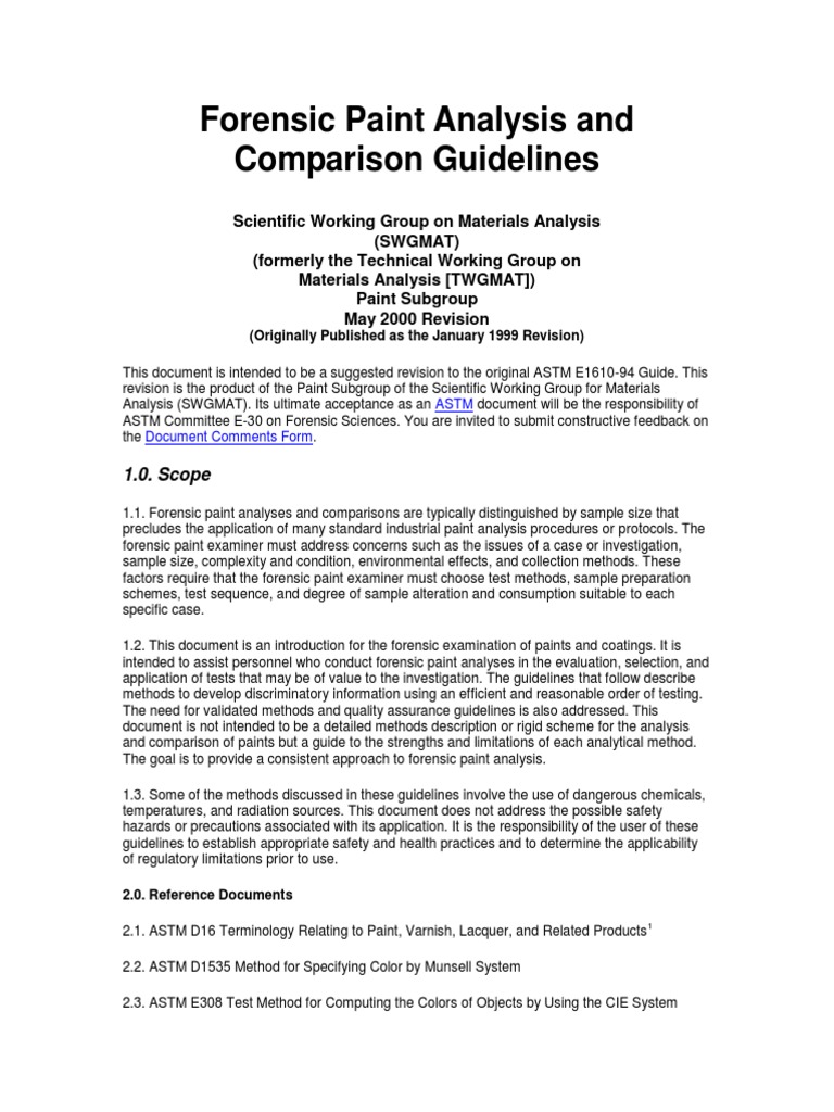 Forensic Paint Analysis Guidelines | PDF | Energy Dispersive X Ray ...
