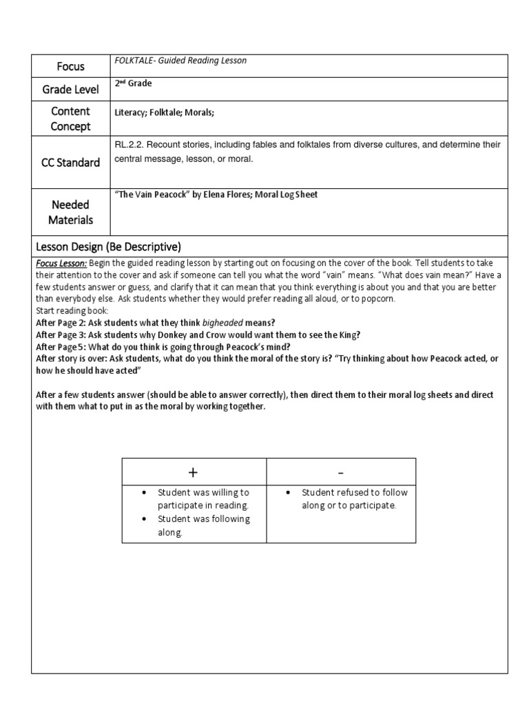 2nd Grade Folktale Lesson Plan | PDF | Science & Mathematics