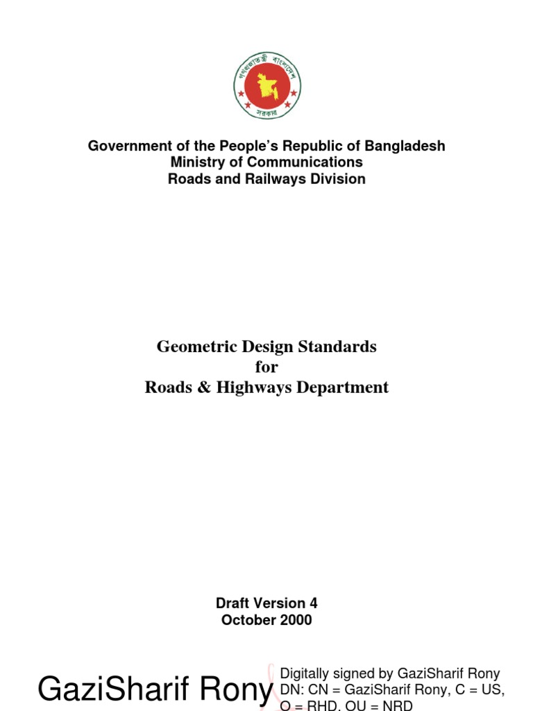 Geometric Design Standard RHD - BD | PDF | Road | Traffic