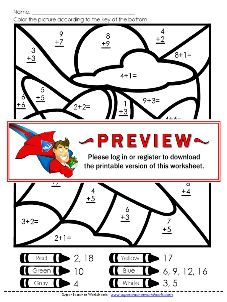 Mysterypicture Airplane Addition | PDF | Games & Activities | Teaching ...