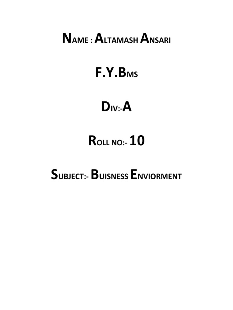 N A A F.Y.B D A R 10 S B E: Ame: Ltamash Nsari | PDF | Business ...