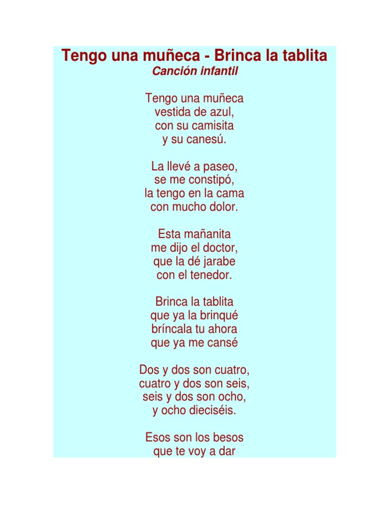 Tengo una muñeca - Brinca la tablita: Canción infantil