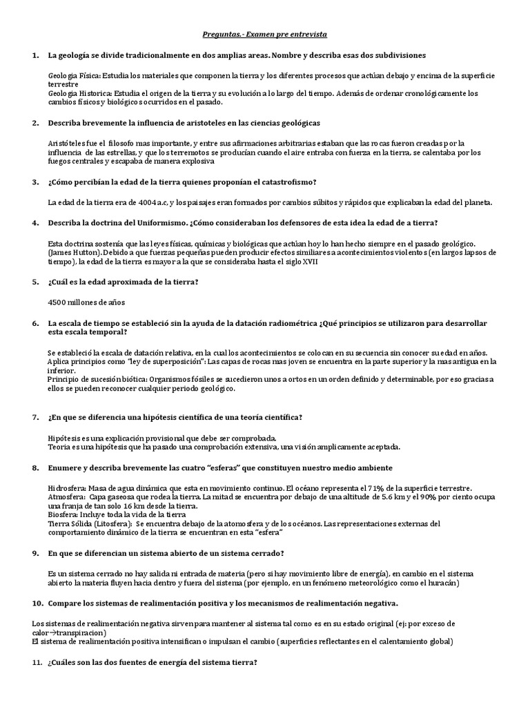 Cuestionario de Preguntas Geologia | PDF | Volcán | Roca ígnea