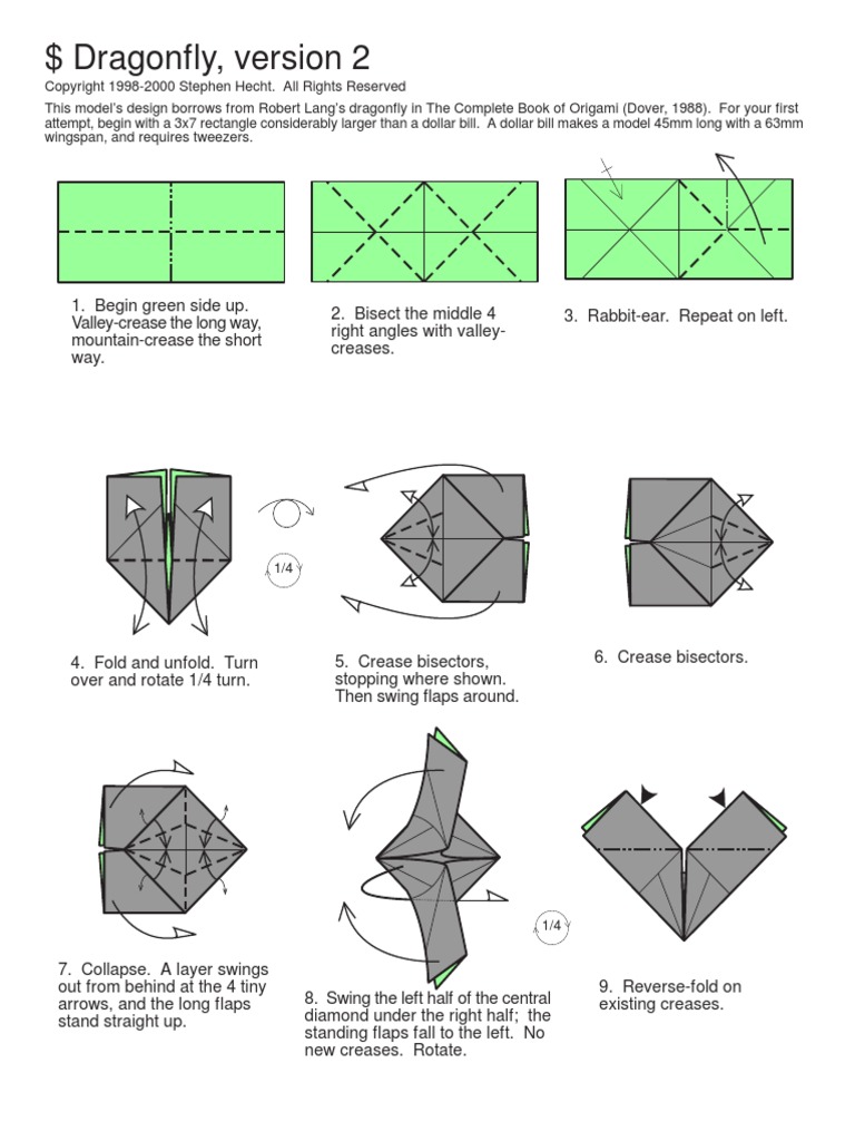 Step-by-Step Origami Dragonfly Guide | PDF