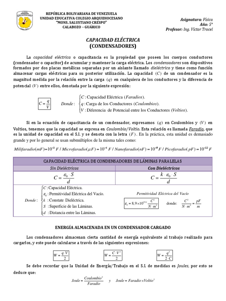 Guia de Capacidad de Condensadores | PDF | Capacidad | Condensador