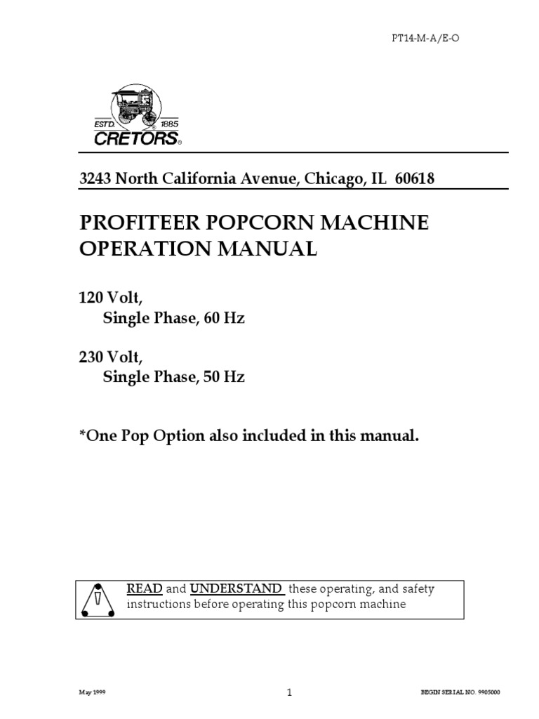 Profiteer Popcorn Machine Operation Manual | PDF | Popcorn | Thermostat