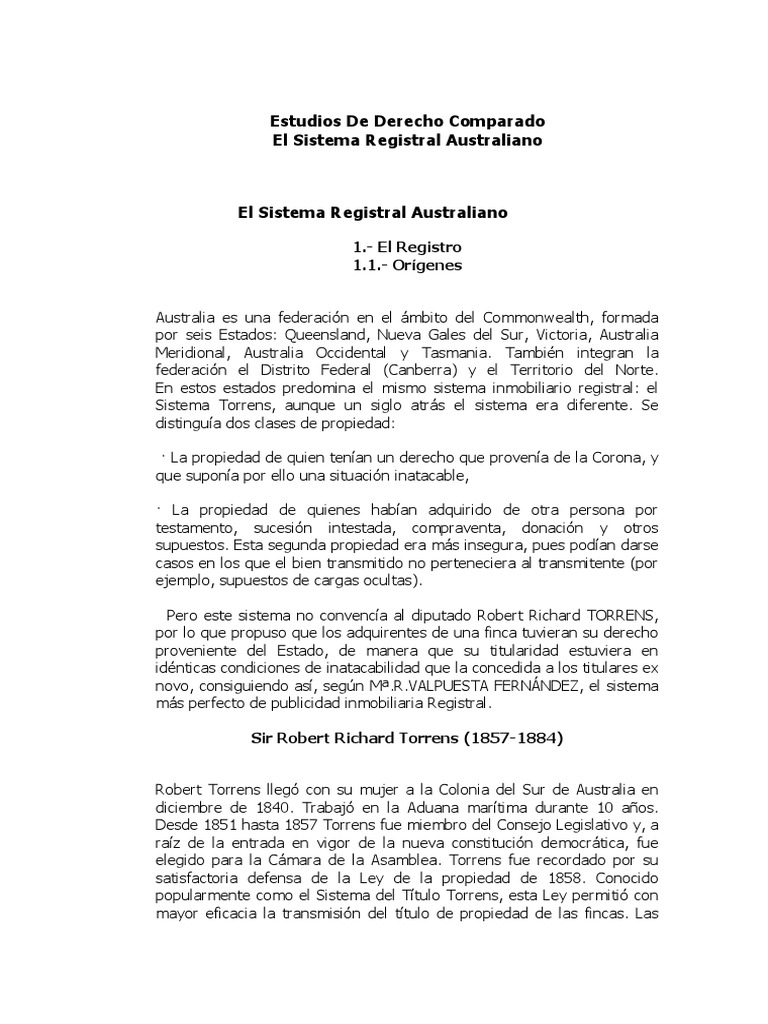 CIV - Estudios de Derecho Comparado, Sistemas Registrales - Rosabel ...