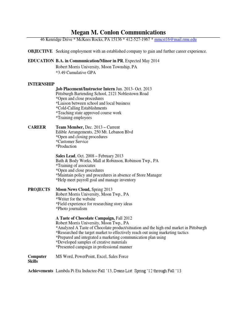 Megan Conlon's Communication Resume | PDF