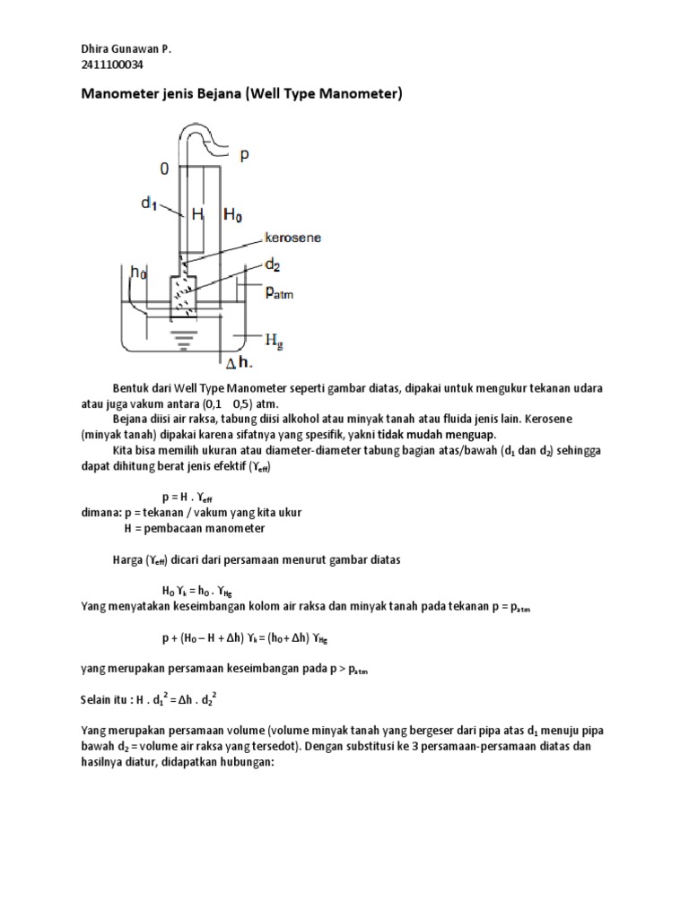 Manometer Jenis Bejana | PDF | Metode & Bahan Ajar