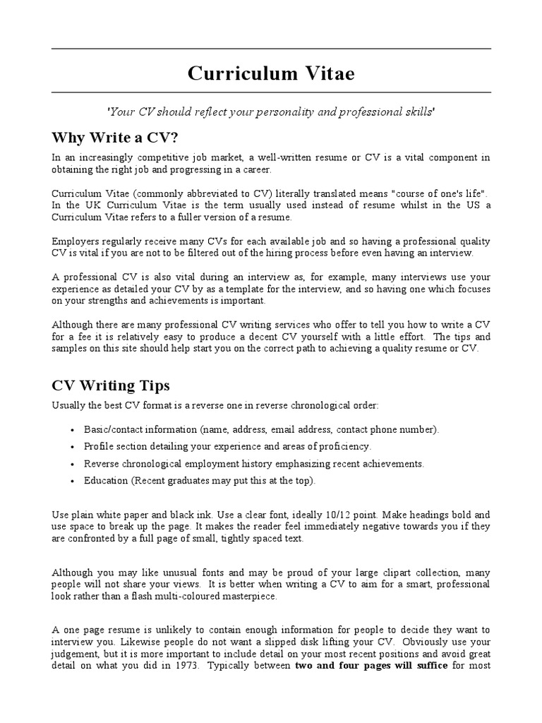 Handout Cvcompleteguide | PDF | Résumé | Job Interview