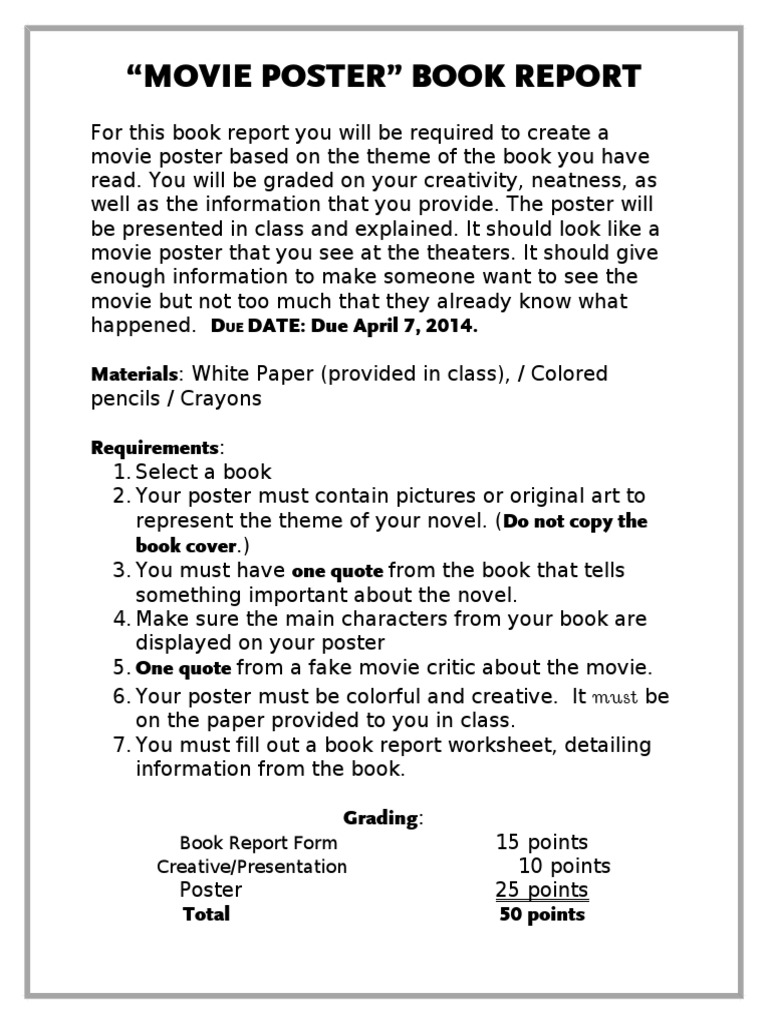 Movie Poster Book Report | PDF