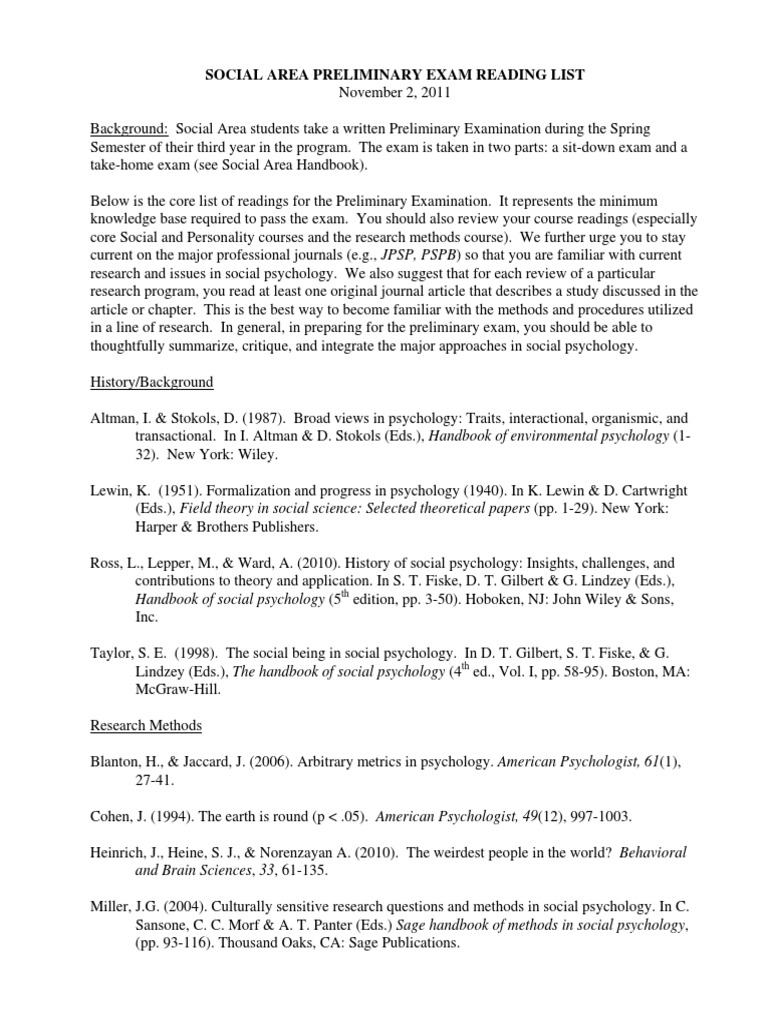 Readings For Social Psychology | PDF | Social Psychology | Psychology