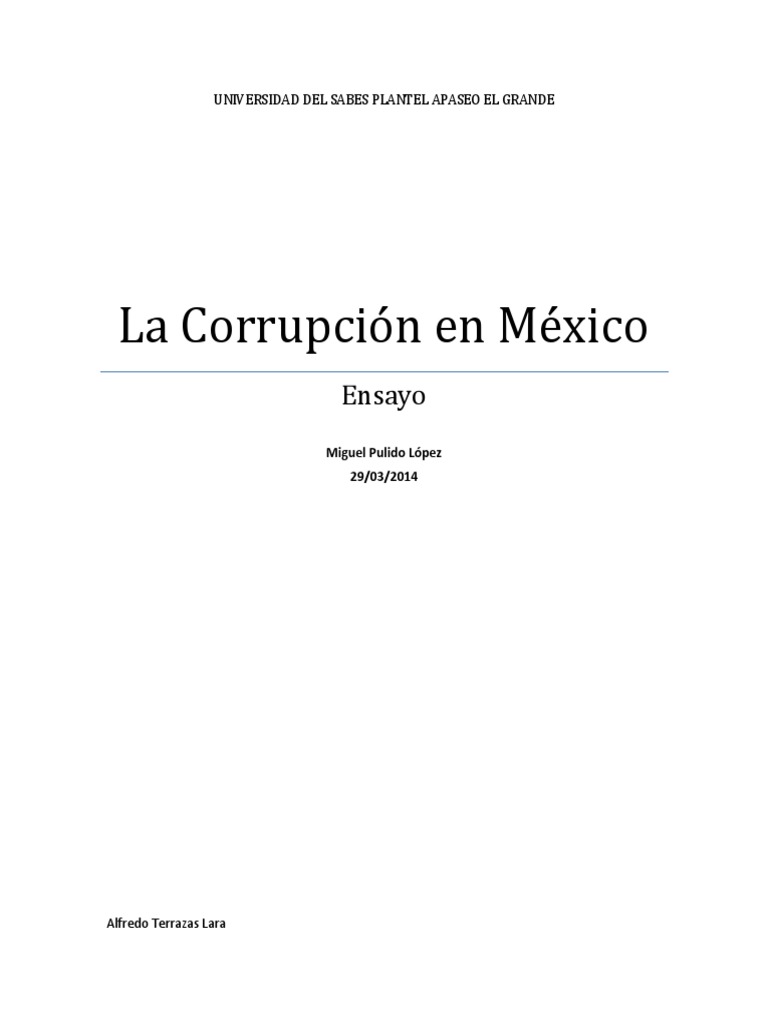 La Corrupción En México Pdf Corrupción Política México