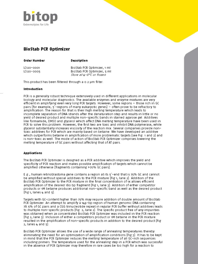 Product Information PCR Stabilizer | PDF | Polymerase Chain Reaction ...