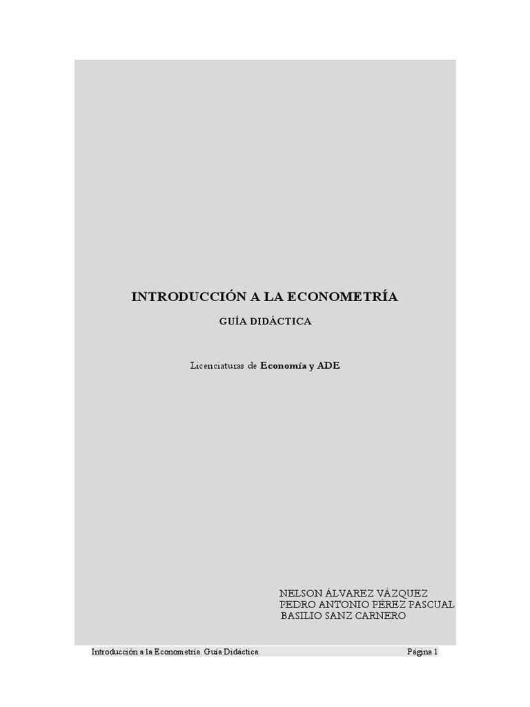 Introducción A La Econometria | PDF | Econometría | Teoría