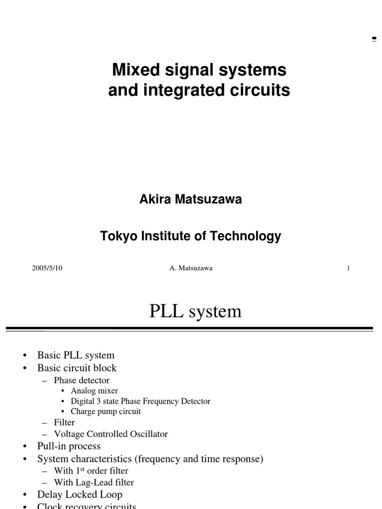 Mixed Signal Lecture PLL | PDF | Detector (Radio) | Electronic Design