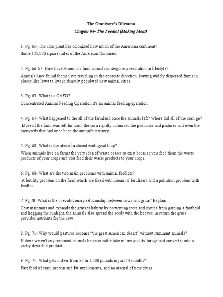 The Omnivores Dilemma Chapter 4 | PDF | Cattle | Farms