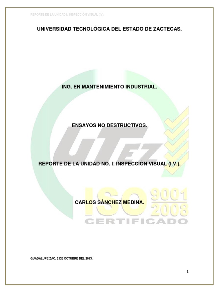 Reporte de La Unidad 1 - Inspeccion Visual. | PDF | Corrosión | Imagen