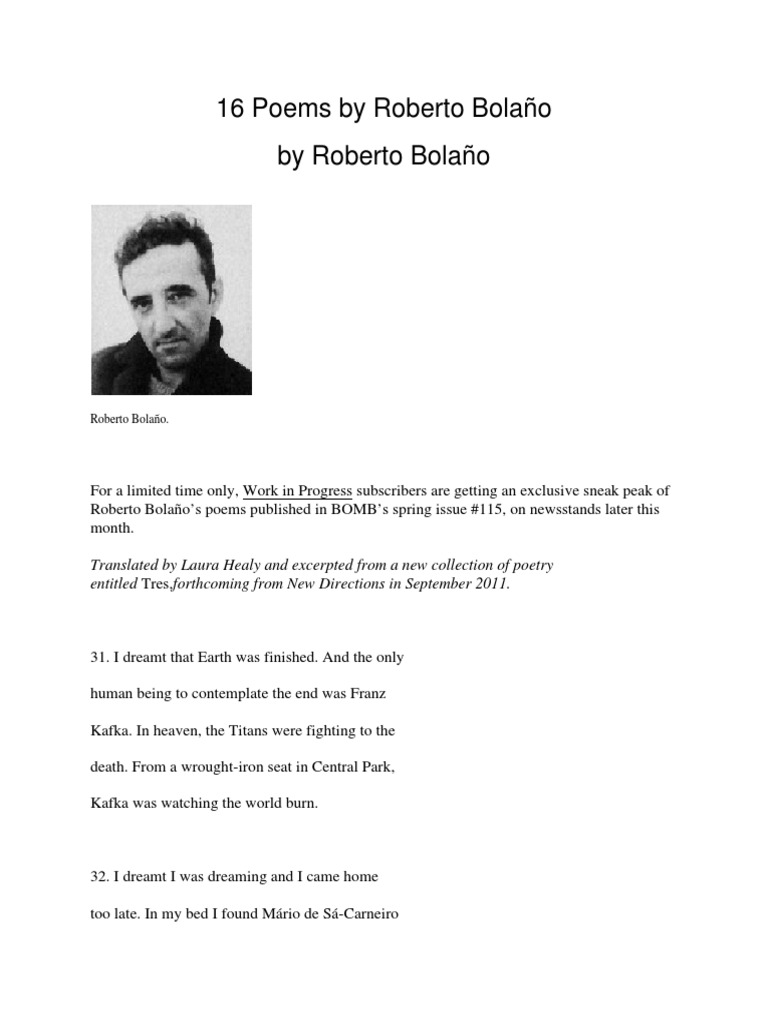 16 Poems by Roberto Bolaño | Writers | Poetry
