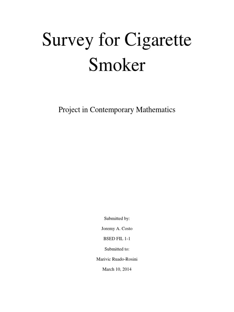 Survey For Cigarette Smoker | PDF