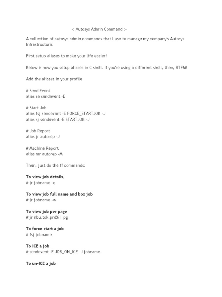 Autosys Admin Command | PDF