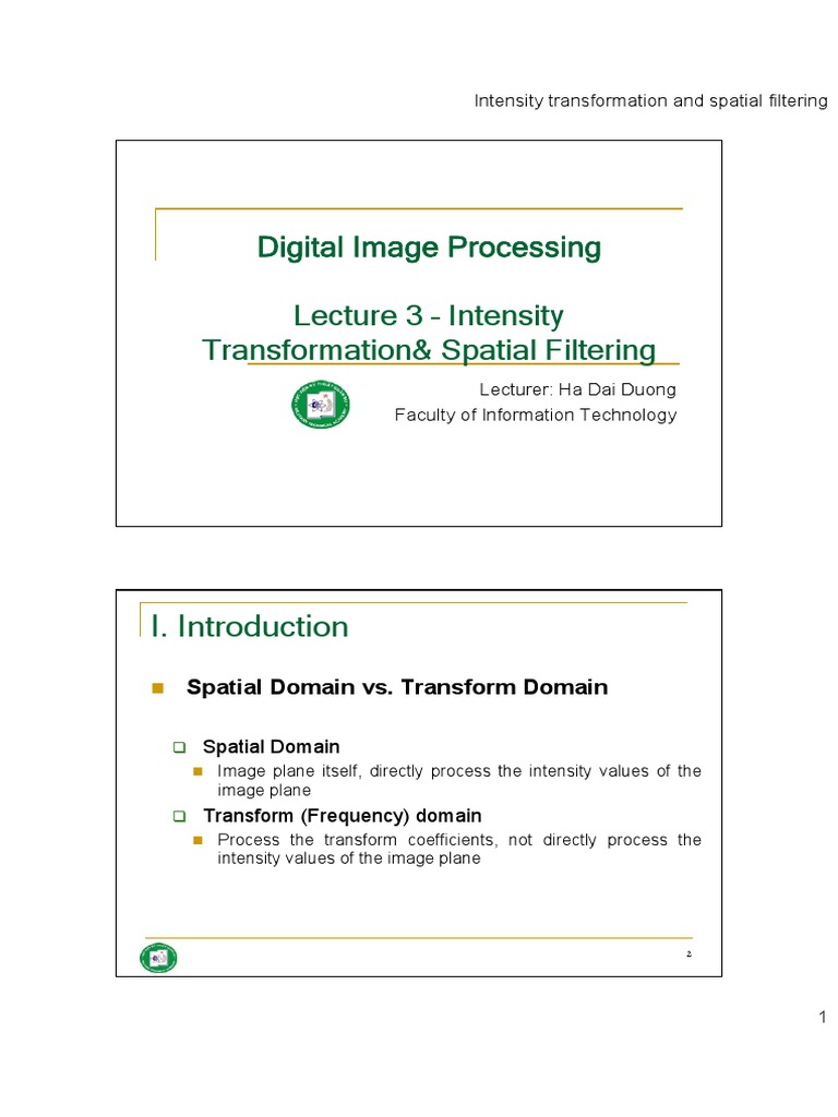 Intensity Transformation & Spatial Filtering | PDF | Filter (Signal ...