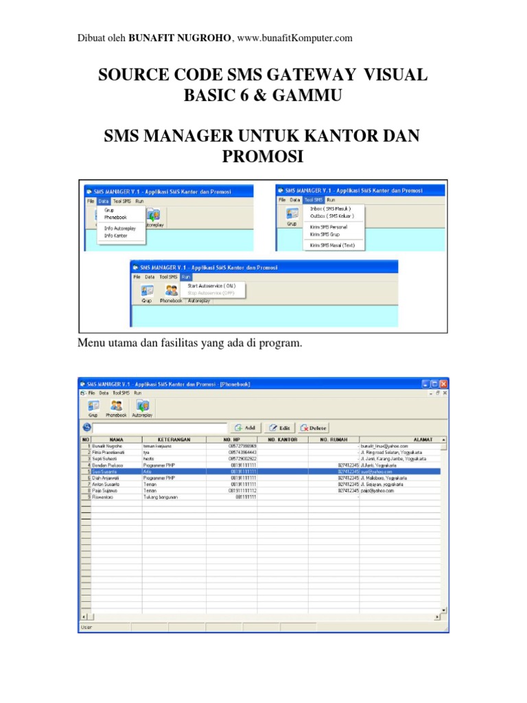 SMS Manager SMS Gateway Dengan Visual Basic Dan Gammu | PDF